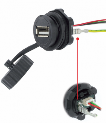 ENCITECH - Panel connector USB-A 2.0 + Cap - 200mm Connection Wires ...