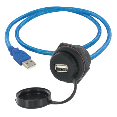 M30 Panel con. to cable USB-A 2.0 + Cap - Encitech logo / Cable 0.5m ...